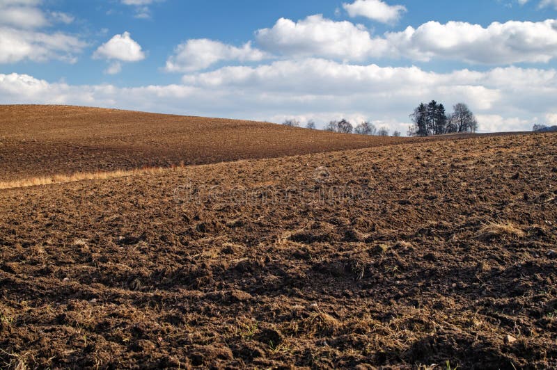 Undulating Plowed Field in Early Spring Stock Image - Image of outside ...