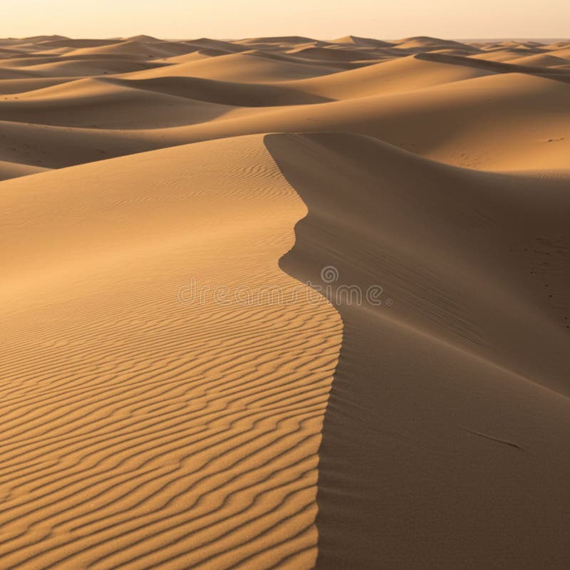Undulating Sand Dunes Stretch Across the Landscape, Captured in Warm ...