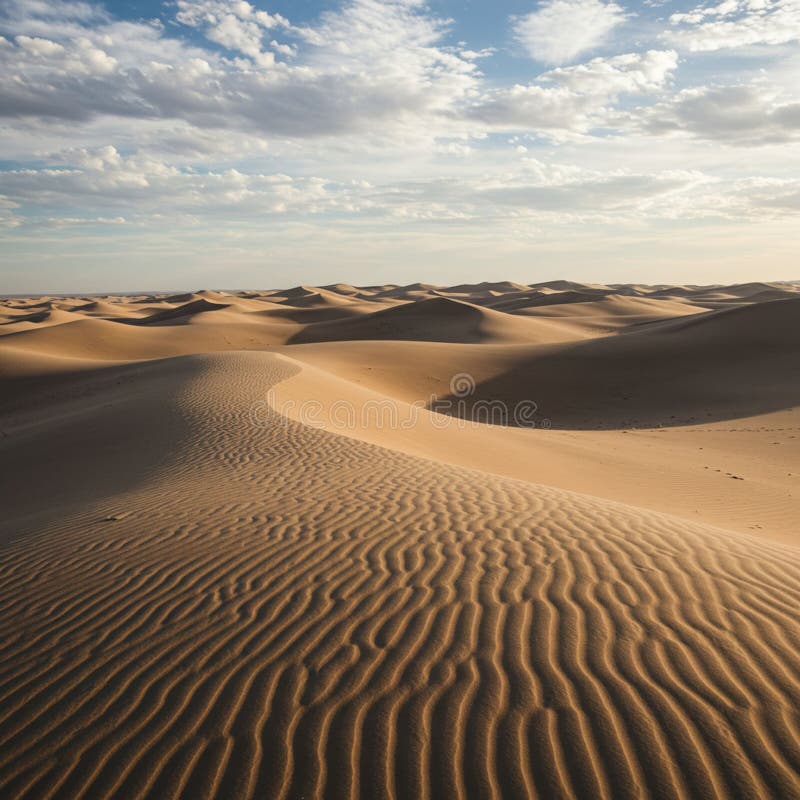 Undulating Sand Dunes Stretch Across the Landscape, with the Sun ...