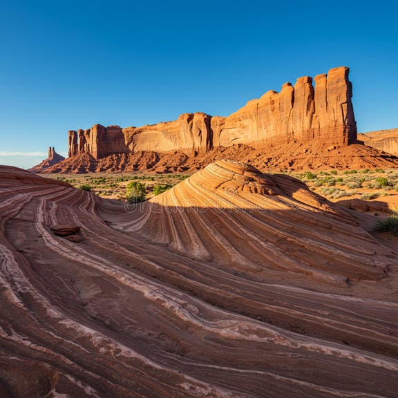 Undulating Sandstone Formations with Striated Patterns, Characteristic ...