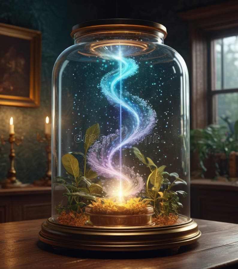 An Undulating Stream of Magical Particles Trapped in a Jar Stock ...