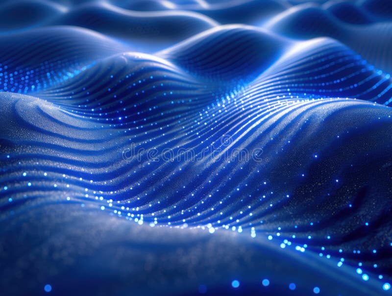 Undulating Waves of Digital Data Represented by Blue Light Particles ...
