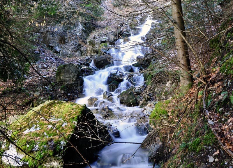 Une Cascade Qui a La Texture Douce Soyeuse Chute D'une Hauteur Photo ...