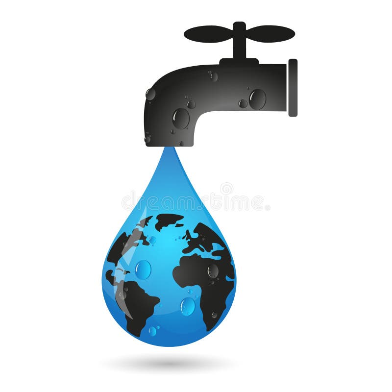 Une Goutte De Leau Du Robinet Et De La Terre Illustration De Vecteur