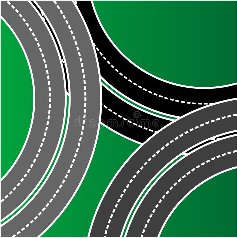 Intersection Des Routes Route Sur Le Morceau De La Terre Illustration ...