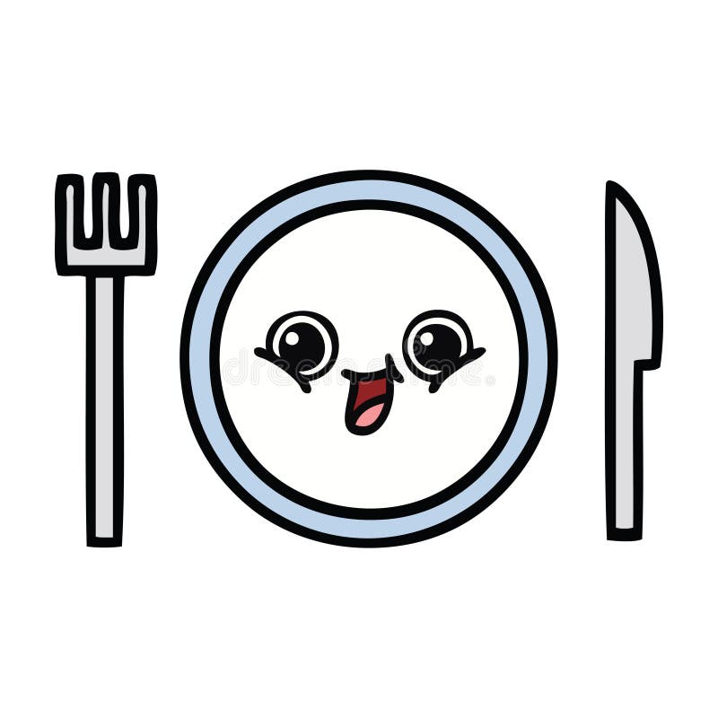 Une Mignonne Assiette De Dessin Animé Illustration de Vecteur ...