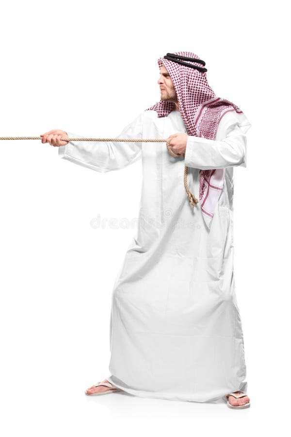 La Corde De Traction Arabe D'homme Dans Le Concept De Conflit Photo ...
