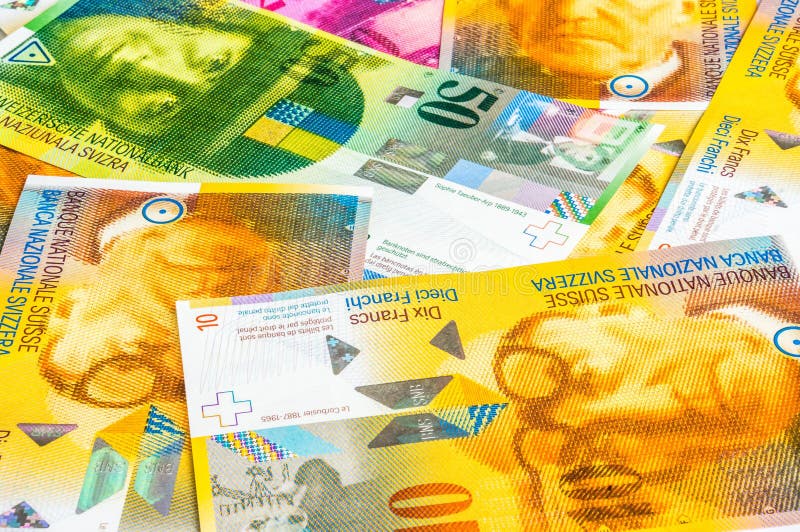 Billets De Banque D'une Devise De Franc Suisse De Pile Photo stock ...