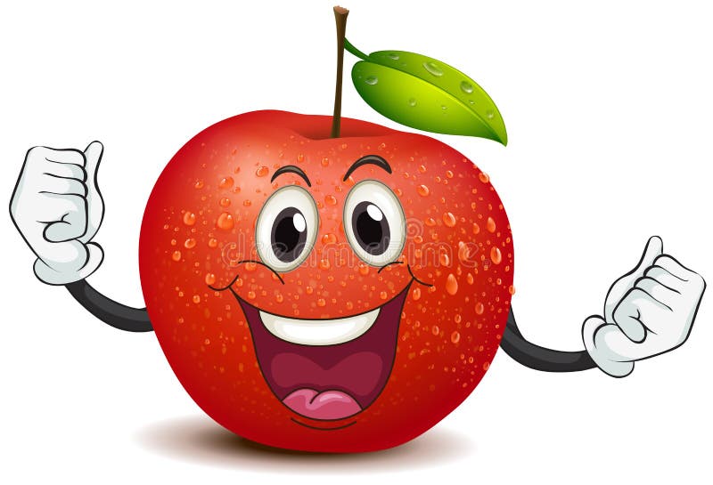 Une Pomme Croquante De Sourire Illustration de Vecteur - Illustration ...