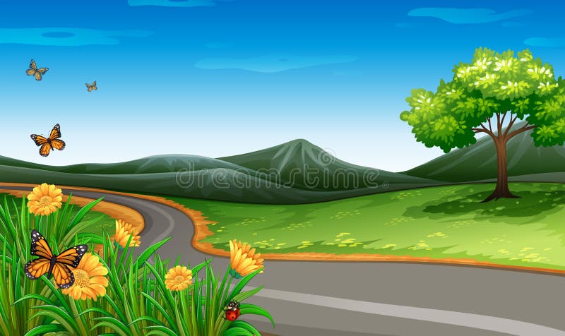 Une Route étroite Sous Le Ciel Bleu Clair Illustration de Vecteur ...