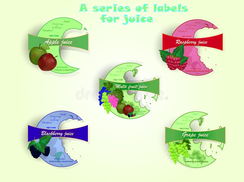 Une Série De Labels Pour Le Jus Illustration Stock - Illustration of ...