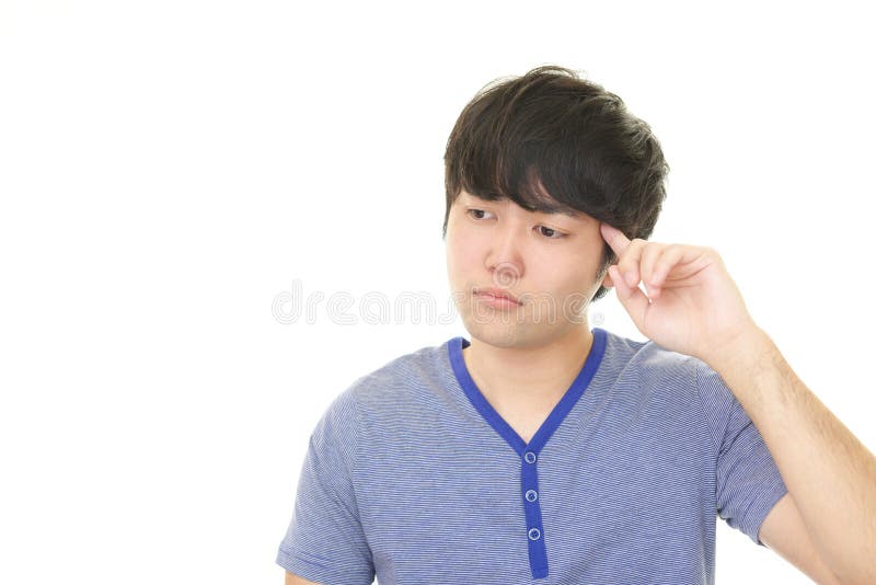 Uneasy Asian man stock photo. Image of face, model, distress - 93020782