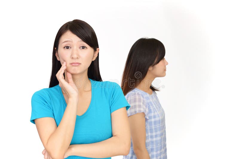 Uneasy Asian women stock image. Image of expression - 135539685