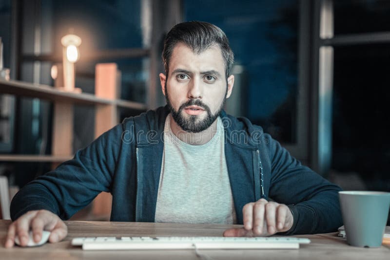 Uneasy it Guy Developing Software Stock Image - Image of adult, secured ...