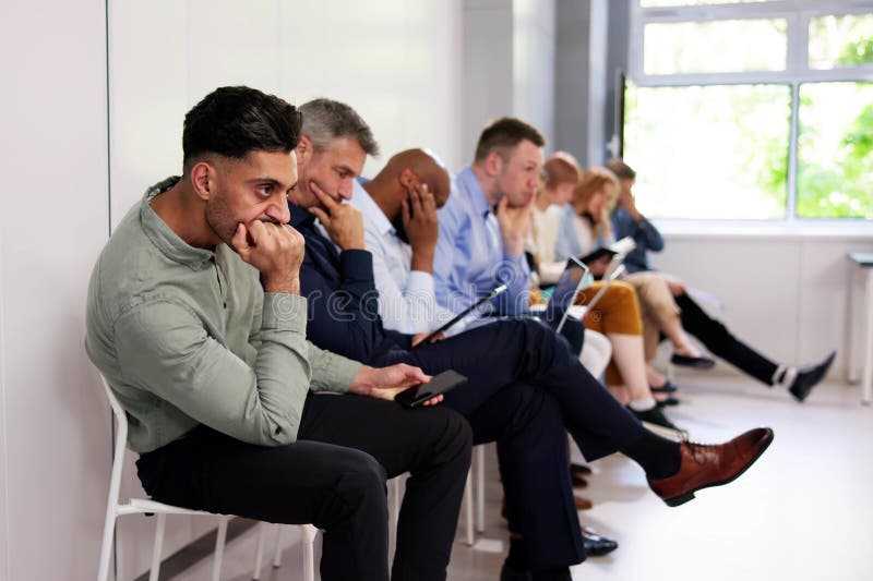 Unemployed Job Seekers. Bored People Waiting Stock Image - Image of ...