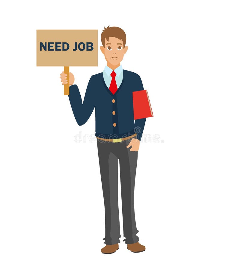 Unemployed Man with CV Need Job Stock Vector - Illustration of people ...