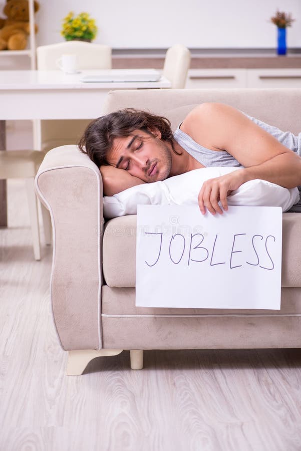 Unemployed Man Desperate at Home Stock Photo - Image of firing, asleep ...