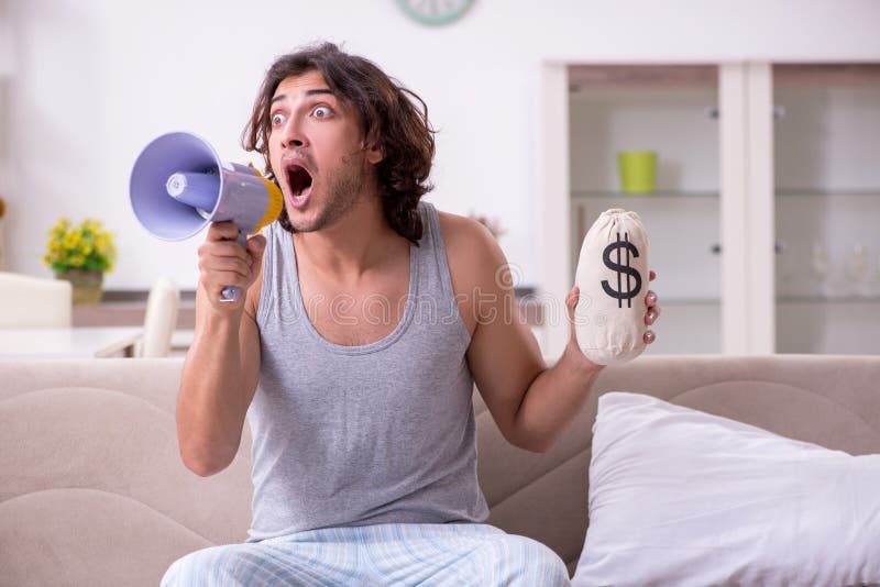Unemployed Man Desperate at Home Stock Image - Image of loss ...