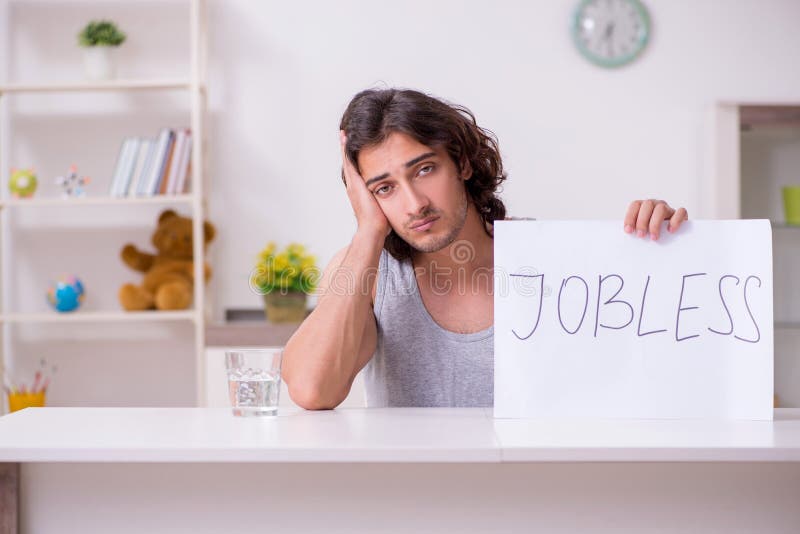 Unemployed Man Desperate at Home Stock Photo - Image of money, loss ...