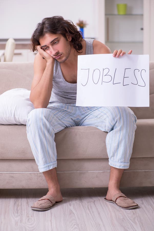 Unemployed Man Desperate at Home Stock Image - Image of frustration ...