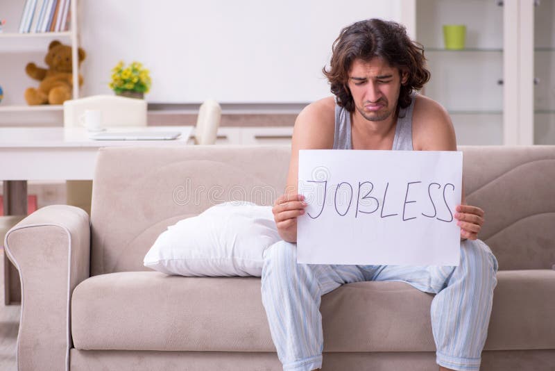 Unemployed Man Desperate at Home Stock Image - Image of crying, help ...