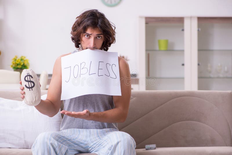 Unemployed Man Desperate at Home Stock Photo - Image of firing, asleep ...