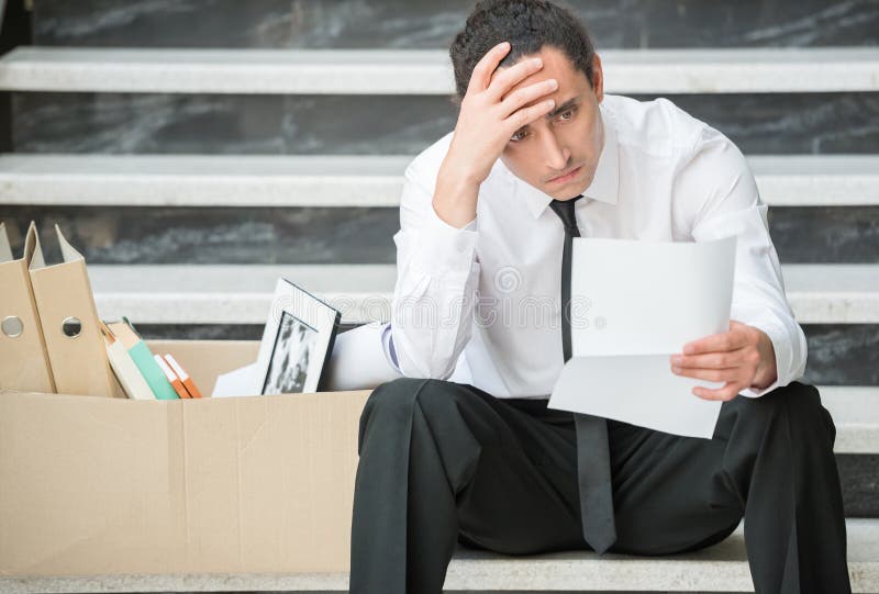 Unemployed man stock image. Image of frustrated, cardboard - 55346673
