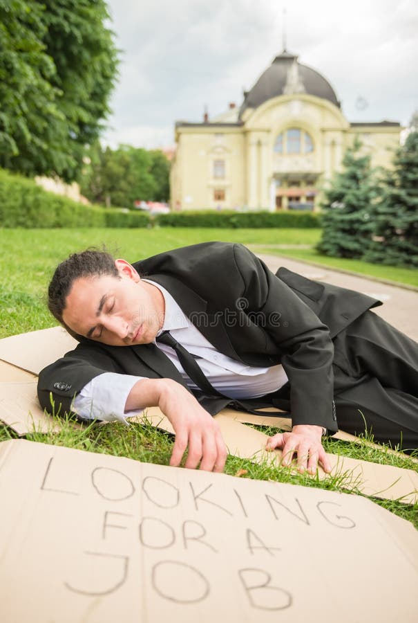 Unemployed man stock photo. Image of problem, cardboard - 55346874