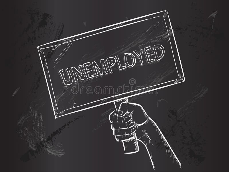 Unemployed Sketch on Blackboard Stock Vector - Illustration of holding ...