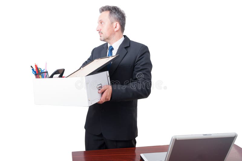Unemployed Worker Taking Box from Office Stock Image - Image of money ...