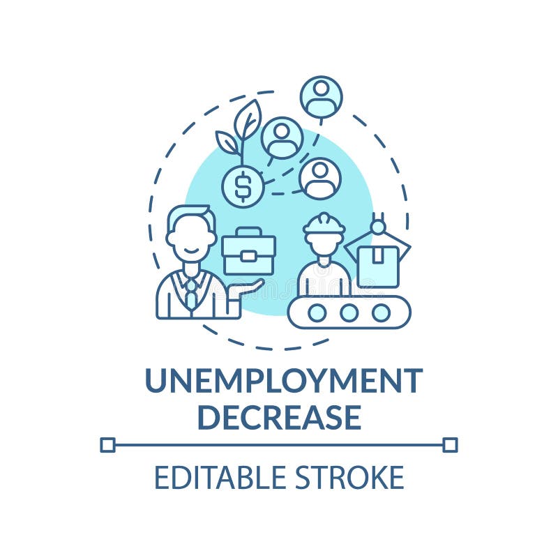 Unemployment Decrease Concept Icon Stock Vector - Illustration of ...
