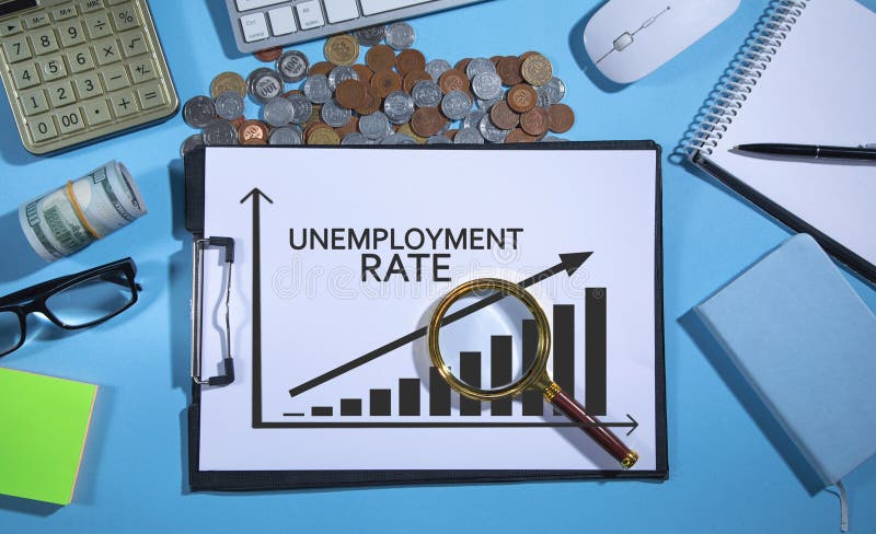 Unemployment Rate Graph on Notepad with a Business Objects Stock Photo ...