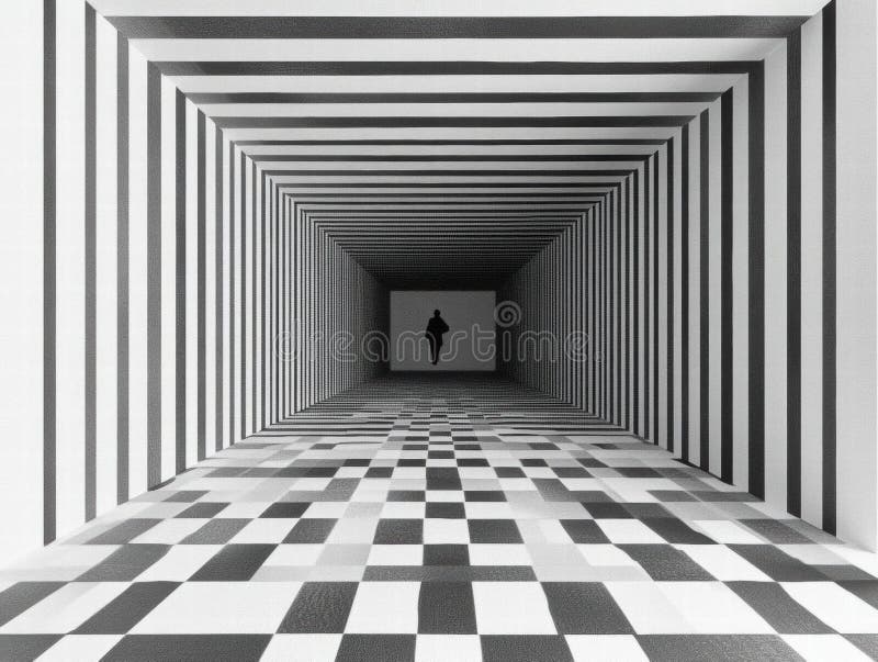 The Unending Corridor, a Black and White Perspective on Infinity Stock ...