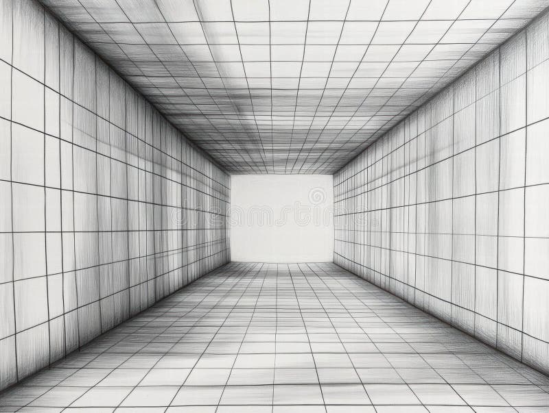 The Unending Corridor, a Pencil Drawing of a Receding Perspective Stock ...