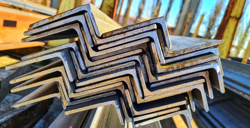 Unequal Steel Angle Bars in a Bundle Stock Photo - Image of warehouse ...
