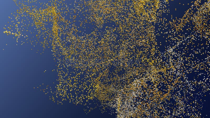 Uneven Cloud of Tiny Yellow Particles in Abstract Blue Space Stock ...