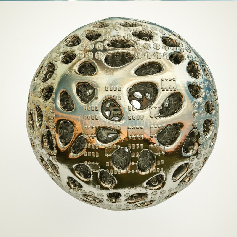 Uneven Metal Openwork Sphere with Texture on a White Background. 3d ...