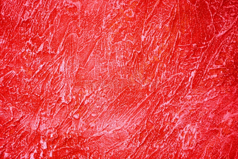 Uneven Red Stucco on the Wall. Red Ribbed Wall Texture. Stock Image ...