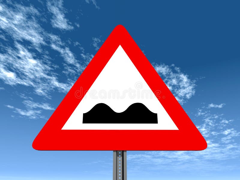 Uneven Road Sign with Pole, Isolated on White Stock Illustration ...