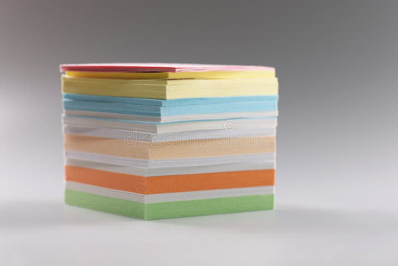 Uneven Stack of Sticky Post it Notes on Grey Surface, Bunch of Clean ...