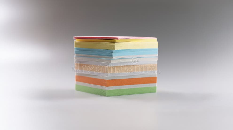 Uneven Stack of Sticky Post it Notes on Grey Surface, Bunch of Clean ...