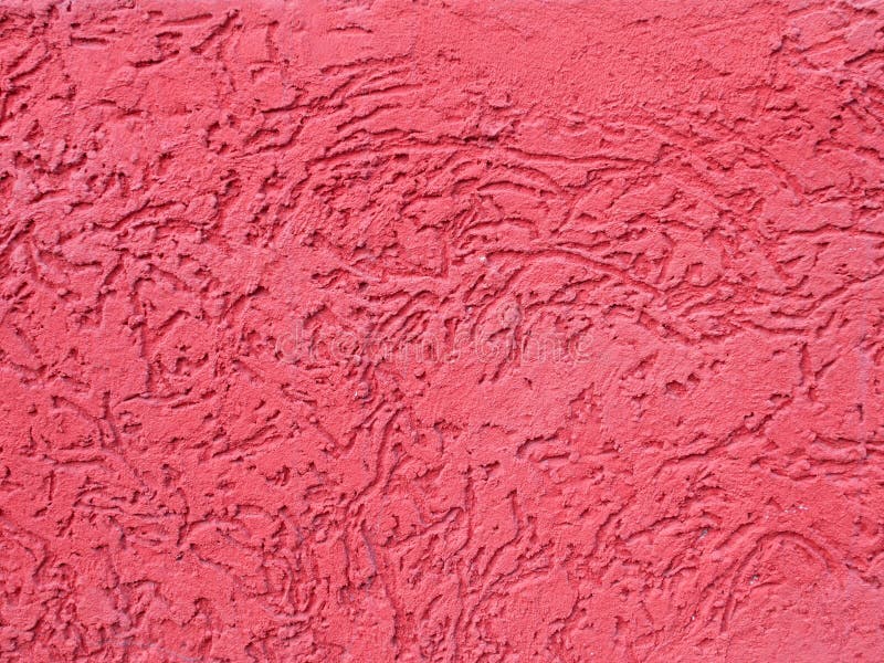 Unevenly Applied Red Stucco on the Wall, Textured Surface Stock Image ...