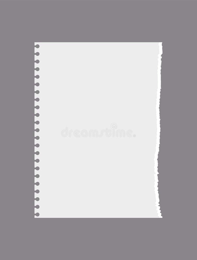 Unevenly Torn Notebook or Notepad Page Realistic Vector Illustration ...