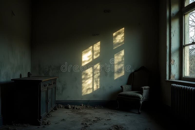 Unexplained Shadows Haunt Abandoned Sanctuary Stock Illustration ...