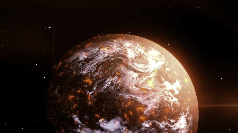 Unexplored 3d Planet in Space. Motion. Planet Rotates in Space Stock ...