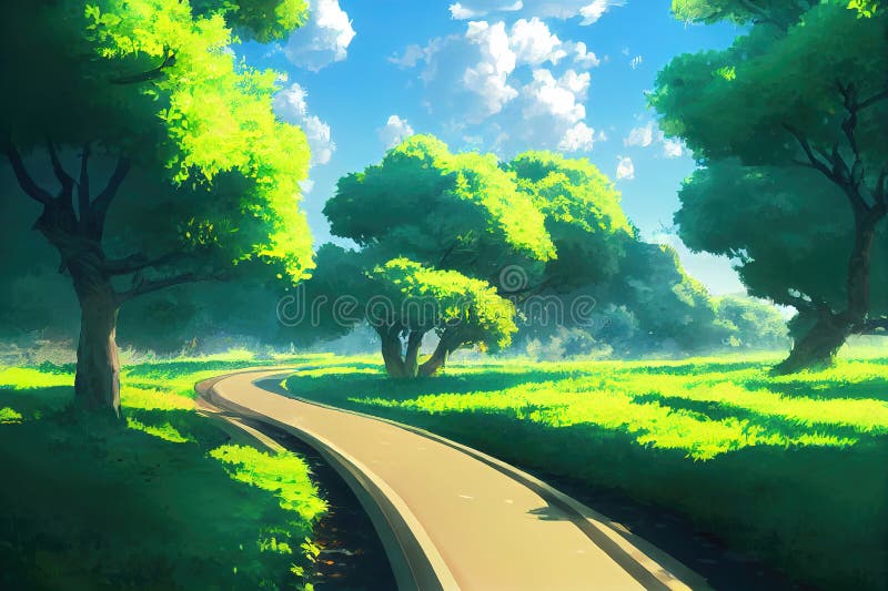 An Unexplored Road in an Anime Illustration, Ai Generated Image Stock ...