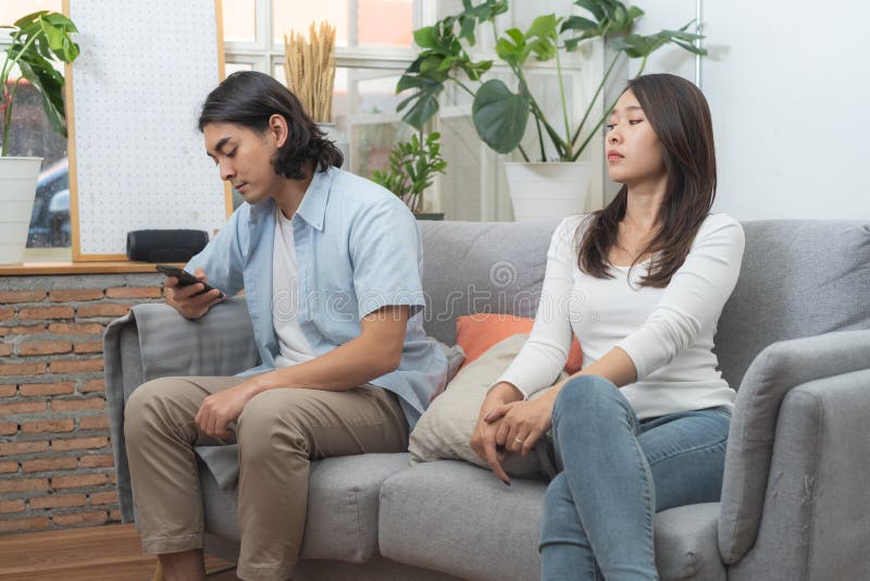 Unfaithful Relationship Concept. Wife Suspects Her Husband is Disloyal ...