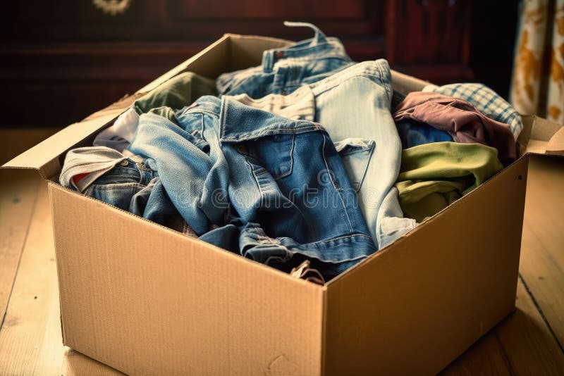 Unfashionable Clothes for Recycle in Box. Generative AI Stock ...