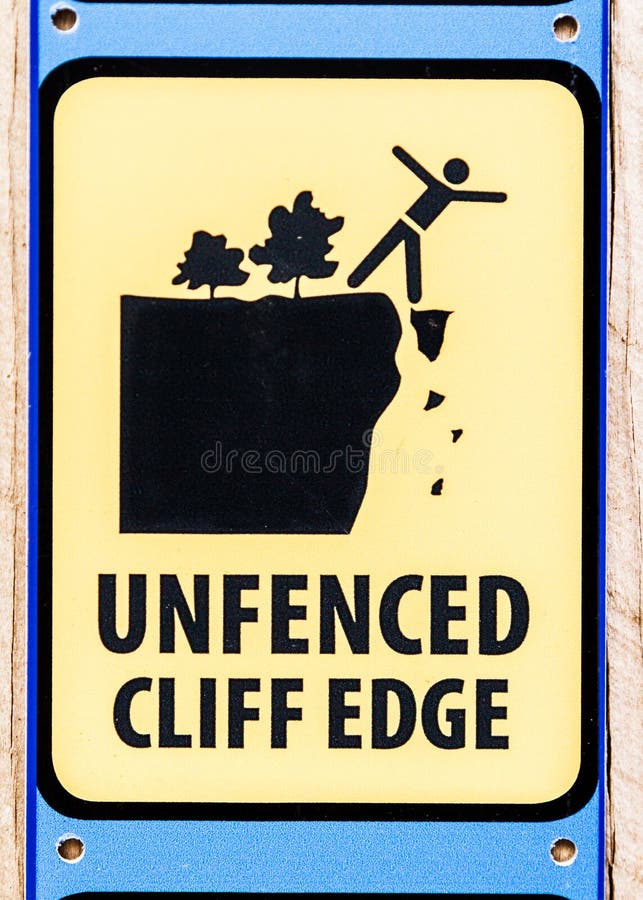 Beware of Cliff Edge Sign stock photo. Image of ocean - 18866112