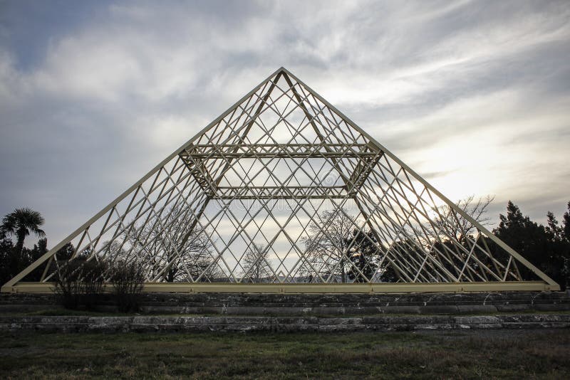 Iron Pyramid Shaped Metal Building View Dusing Sunset Stock Image ...